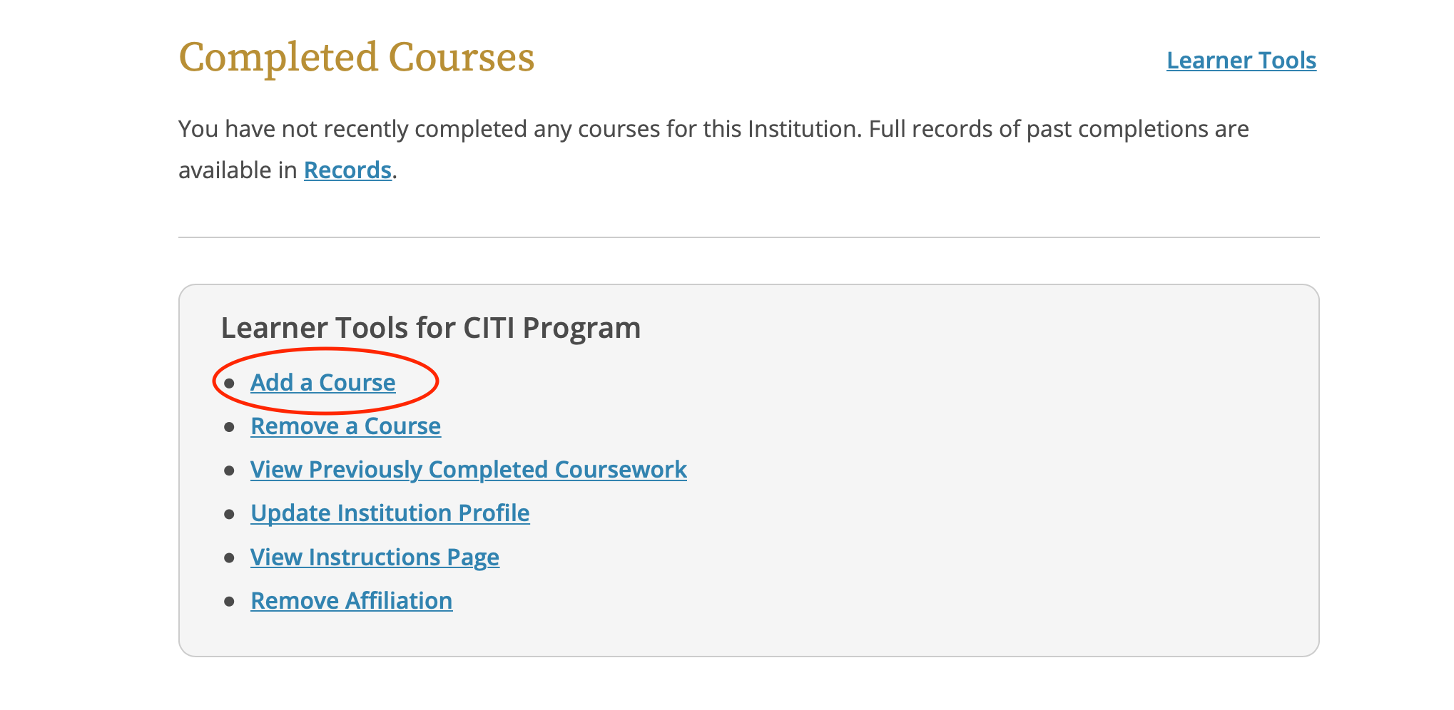 How do I begin my course?