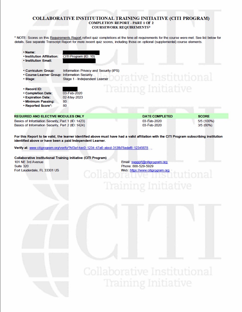 Sharing Completion Certificates and Completion Reports