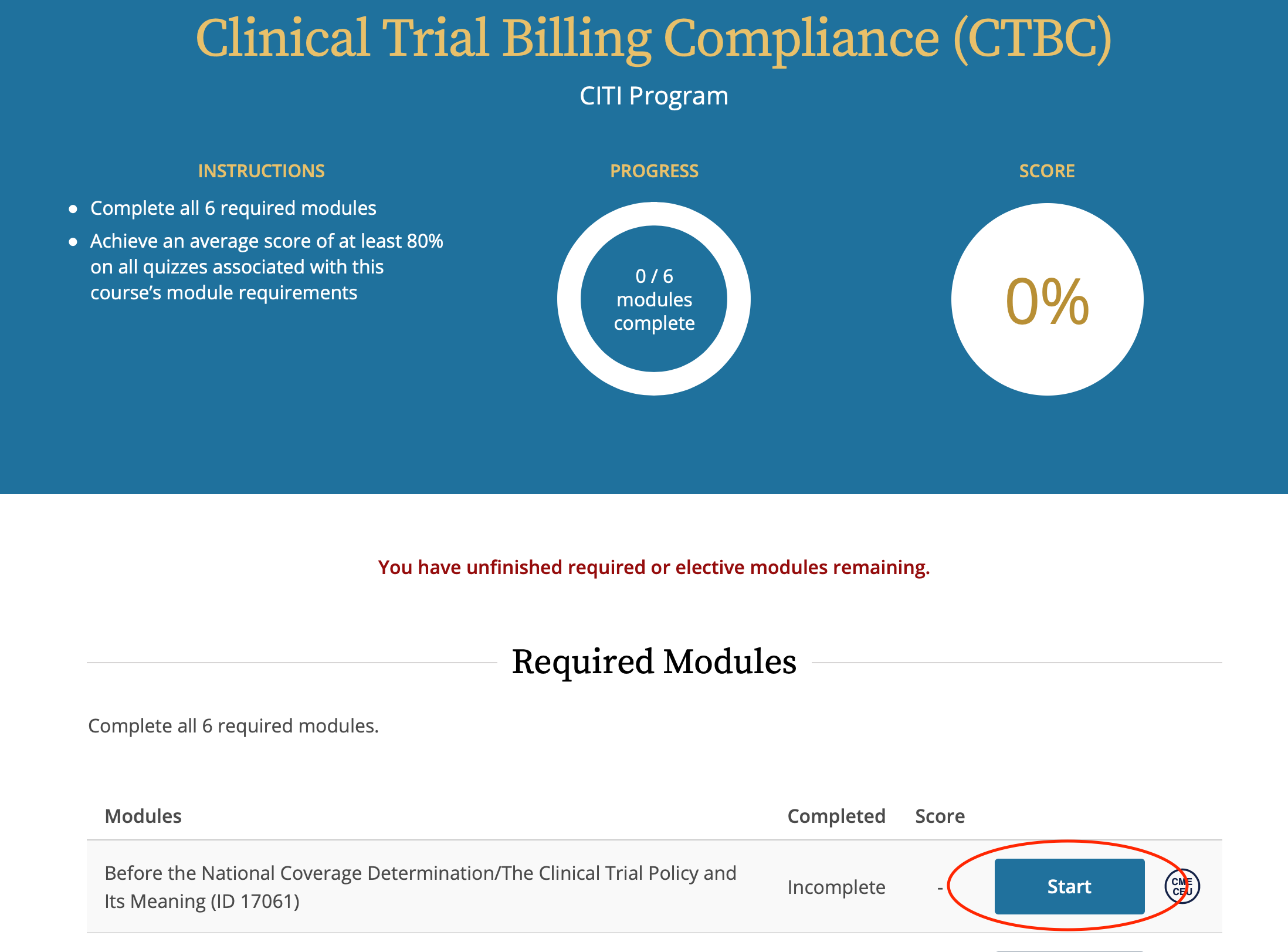 How do I begin my course?